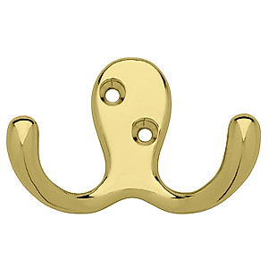 Liberty Hardware B59104Z-PB-C Double Prong Robe Hook, Polished Brass
