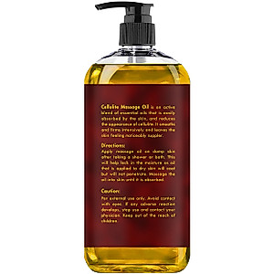 MAJESTIC PURE Cellulite Massage Oil - with Vegan Collagen & Stem Cells, Unique Blend of Massage Essential Oils - Anti Cellulite Oil Improves Skin Tightening and Firming, 2 x 8 fl oz