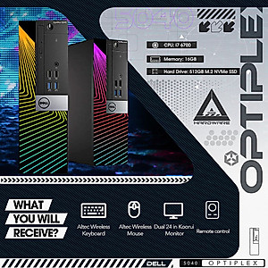 Dell OptiPlex Desktop Computers PC with Dual Koorui 24 Inch Monitor Bundle, Intel Core i7-6700, 16GB Ram 512GB M.2 NVMe SSD, Built-in WiFi and Bluetooth, RGB Light, Windows 10 Pro (Renewed)