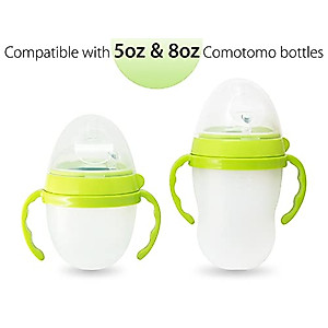 Baby Bottle Handles for Comotomo 5 Ounce & 8 Ounce Silicone Baby Bottles, Compatible Comotomo Bottle Holder for Baby, Pack of 2, Green