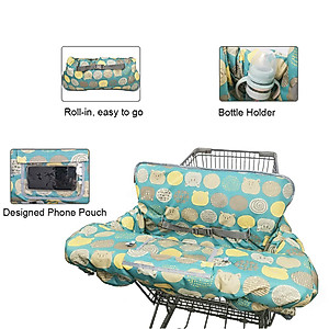Shopping Cart Covers for Baby Girl boy, Large High Chair Cover with Cell Phone Holder for Toddler boy Girl, Grocery Cart Cover, Padded(Polka Cute)