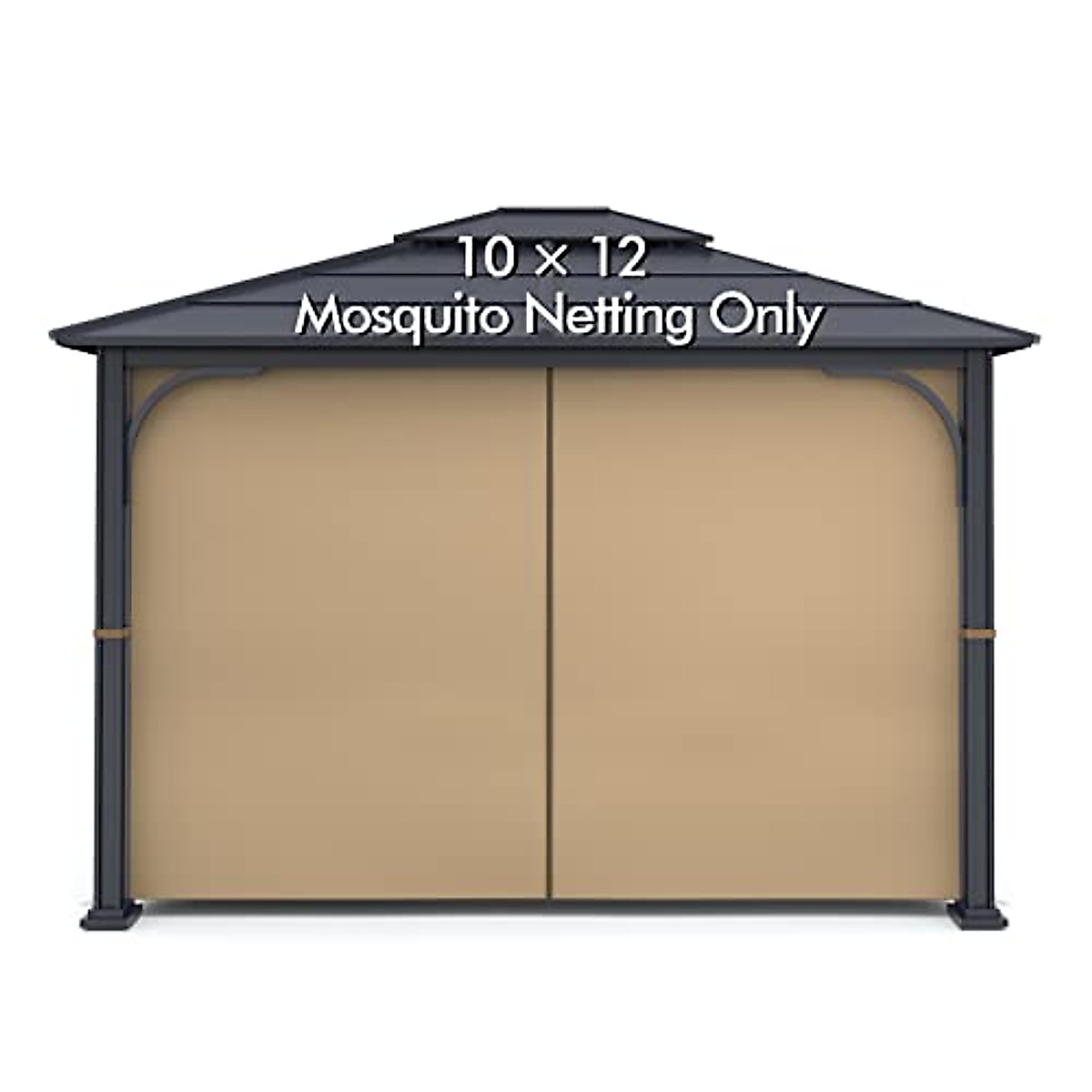Gazebo Universal Replacement Privacy Curtain - Wonwon Privacy Panel Canopy Side Wall with Zipper for 10' x 12' Outdoor Gazebo (Khaki)