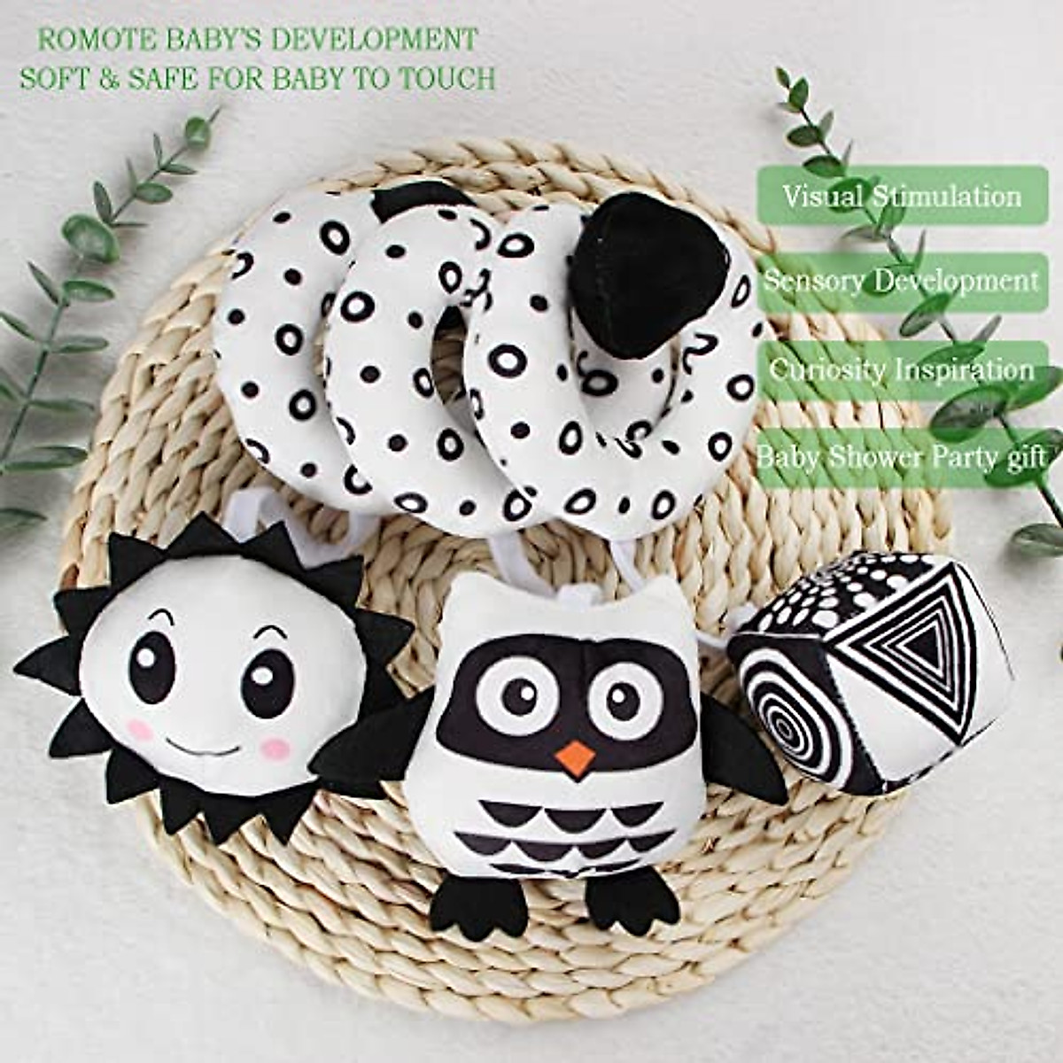 KAKIBLIN Crib Decorations Toy, Baby Crib Toy Hanging Decorations Plush Toys for Crib Bed Stroller Spiral Plush Toys Car Seat Travel Toy for Infant, Owl
