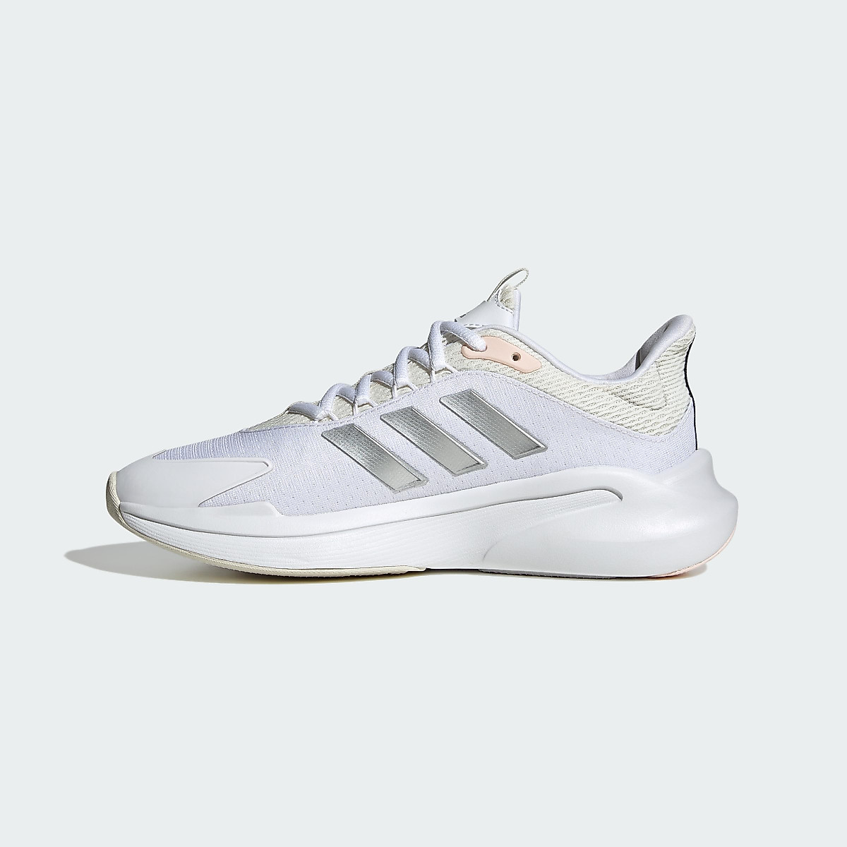 adidas Women's Alphaedge + Sneaker, White/Silver Metallic/Wonder Quartz, 10