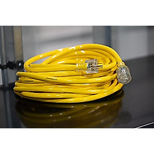 Yellow Jacket 2805 10/3 Heavy-Duty 15-Amp SJTW Contractor Extension Cord with Lighted End; 50-Feet