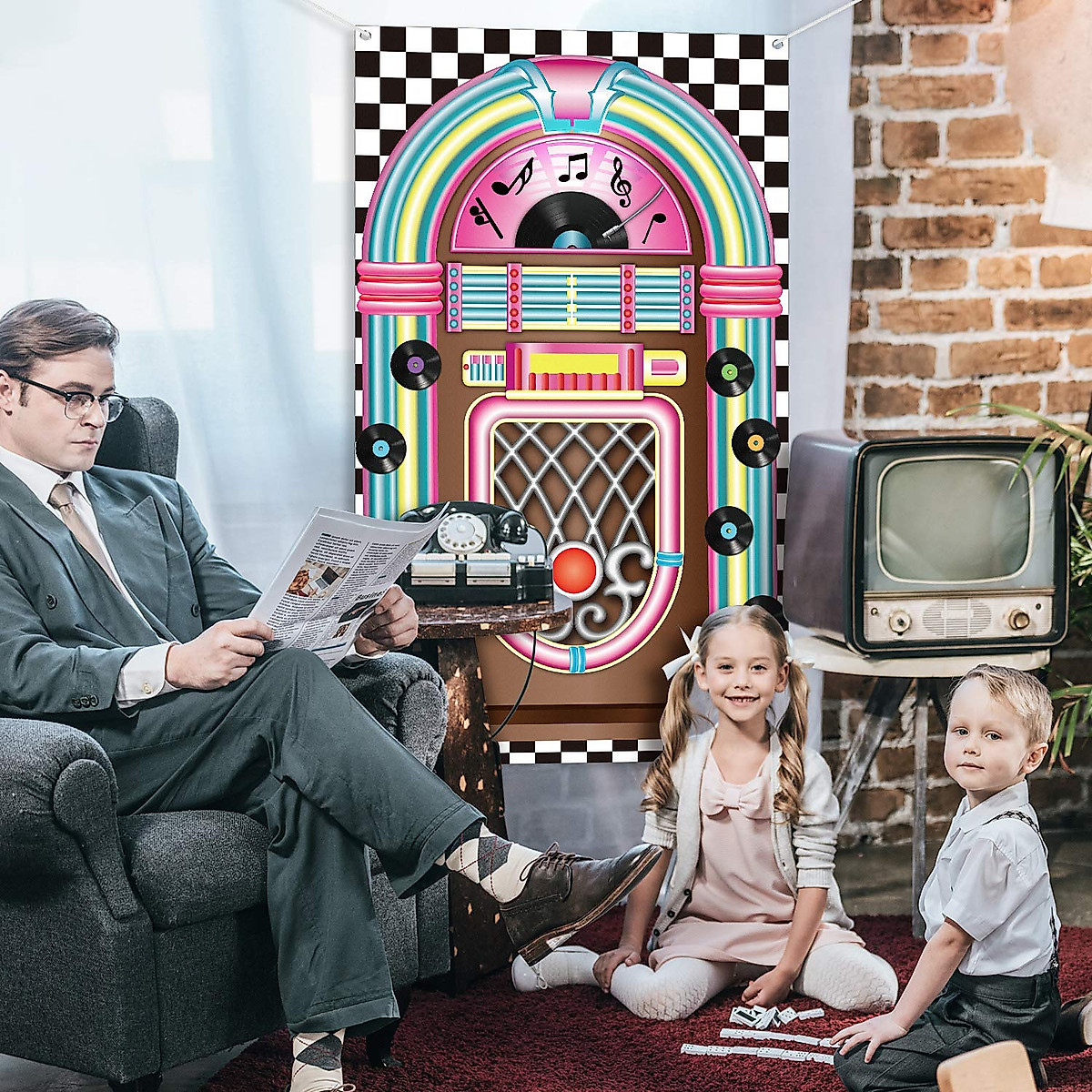 Jukebox Cutout Banner 50's Rock and Roll Banner Backdrop Birthday Party ...