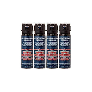 Pepper Enforcement 4 oz. Splatter Stream Pepper Spray for Self Defense 4 Pack - Maximum Strength 10% OC Formula, Flip Top Safety Tactical Design, Personal Protection Devices