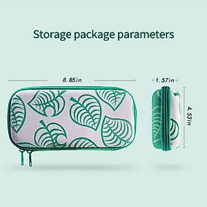 Carry Case for Nintendo Switch, Shockproof Hard Shell Protective Cover Portable Travel Bag, New Leaf Crossing Carrying Case for Nintendo Switch with 10 Game Card Slots and Inner Pocket