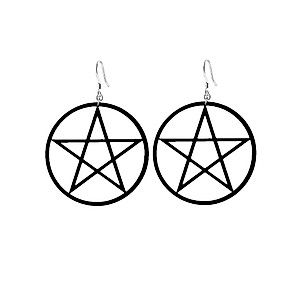 Large Black Pentagram Hoop Earrings for Women,Acrylic Hollow Stars Circular Earrings Bar Party Gifts
