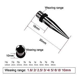 TBOSEN 36 PCS Back Ear Tapers Stretching Kit Stainless Steel Gauges Plugs Tools Set Eyelet 14g-00g