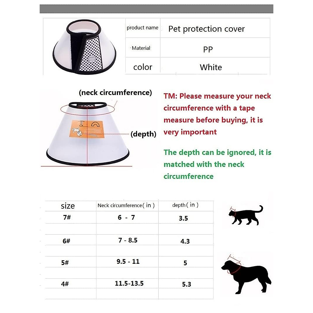 Himalayan Star Cat Dog Cone Collar pet Protective Cover , cat Dog Collars for After Surgery,to Prevent Pets from Licking Wounds (6# XS)