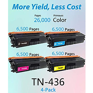 MM Much & More Compatible Toner Cartridge Replacement for Brother TN436 TN-436 Used for HL-L8260CDW L8260CDN L8360CDW MFC-L8690CDW L8900CDW L8610CDW DCP-L8410CDW (Black + Cyan + Magenta + Yellow)