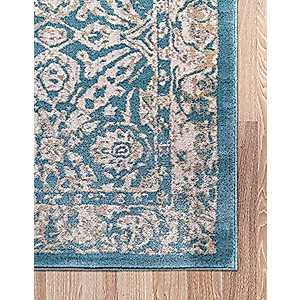 Unique Loom Oslo Collection Traditional Botanical Teal Area Rug (5' x 8')
