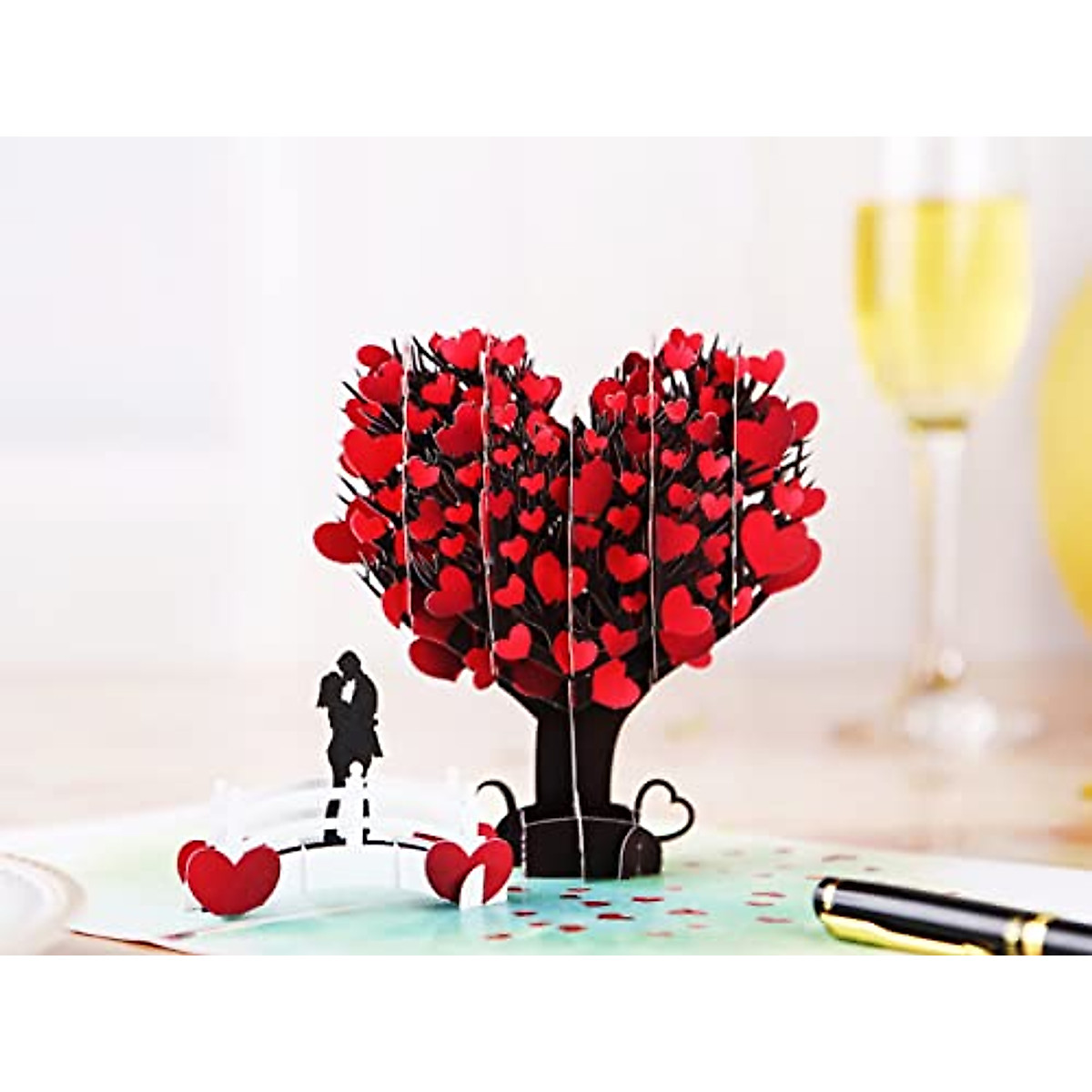 Liif Love Tree Couple Valentines Day 3D Greeting Pop Up Card, Happy Anniversary, Wedding, Mother's Day, Engagement, Birthday| For Wife, Husband, Parents, Couple, Girlfriend, Her | With Message Note & Envelop | Large Size 8 x 6 inch