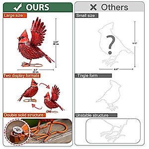 Nacome Cardinal Garden Decor Metal Yard Art Gifts - Garden Sculptures & Statues Large Red Bird Outdoor Decor,Gifts for Christmas/mom/Grandma/Wife/Sister/Aunt/Grandma,Birthday Gifts for Women,Mother