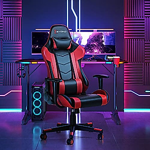 Devoko Ergonomic Gaming Chair Racing Style Adjustable Height High Back PC Computer Chair with Headrest and Lumbar Support Executive Office Chair (Red)