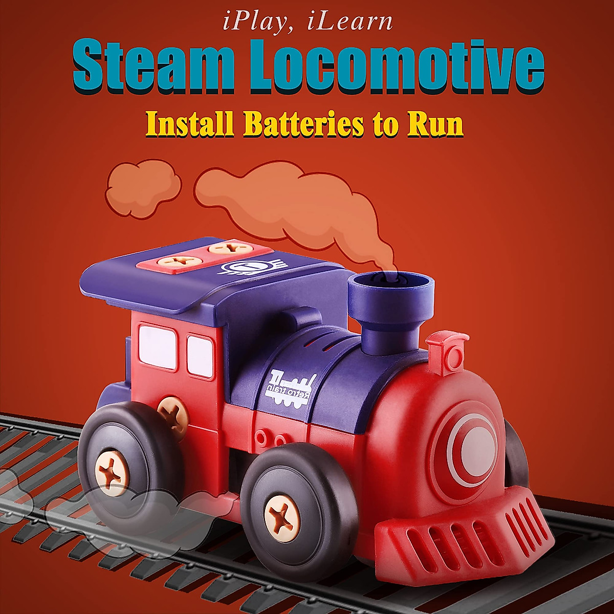 iPlay, iLearn Take Apart Toy Vehicle Playset, Kids Assembly Build Set W/Screwdriver, Vintage Electronic Motor Car Boat Airplane Train, Preschool STEM, Birthday Gifts for 3 4 5 6 7 Year Old Boys Girls