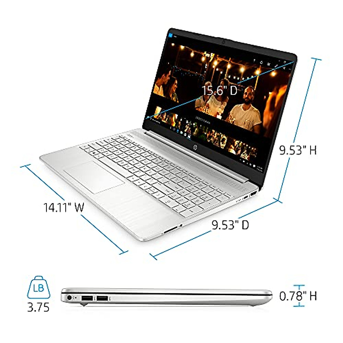 Newest HP 15 Business Laptop, AMD Ryzen 5 5500U, 15.6inch FHD Display, 16GB RAM, 512GB SSD, Wi-Fi 5, Bluetooth, Webcam, Windows 10 Pro | 32GB Tela USB Card Silver 15-ef2127wm