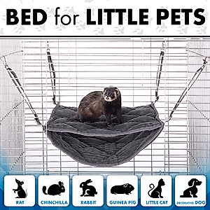 2 Brothers Wholesale Ferret Hammock for Cage - Plush Double Bunk Bed Hanging Clips - Perfect for 2 or More Small Pets! (Rats, Ferrets, Hamsters, Guinea Pigs, Chinchillas & Squirrels) - Black