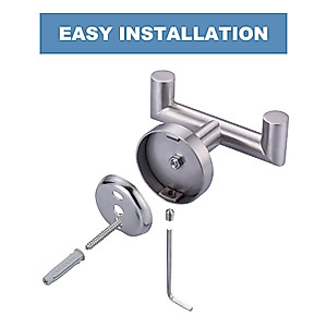 ALEASHA Brushed Nickel Double Towel Hook Shower Towel Hook Stainless Steel, Heavy Duty Towel Hook for Bathroom, Wall Mount Robe Hook