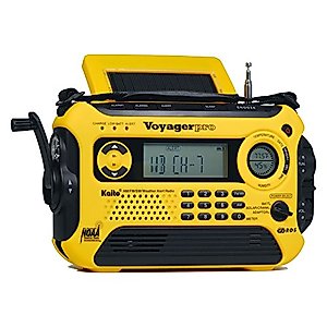Kaito Voyager Pro KA600 Digital Solar Dynamo Crank Wind Up AM/FM/LW/SW & NOAA Weather Emergency Radio with Alert, RDS & Smart Phone Charger, Yellow