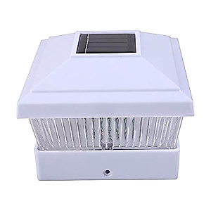 Solar Post Cap Light Outdoor 5x5 Fence Post Lights Solar Powered Waterproof Deck Lights White 30 Lumen High Brightness LED Post Lamp for Garden Patio Fence Deck Decoration (4 Pack)