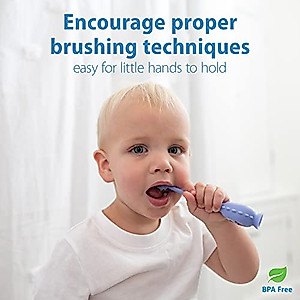 Dr. Brown's ToothScrubber Toothbrush, Three-Sided Toddler Training Toothbrush for Ages 1-4 Years with Suction Cup Base and Color Changing Bristles