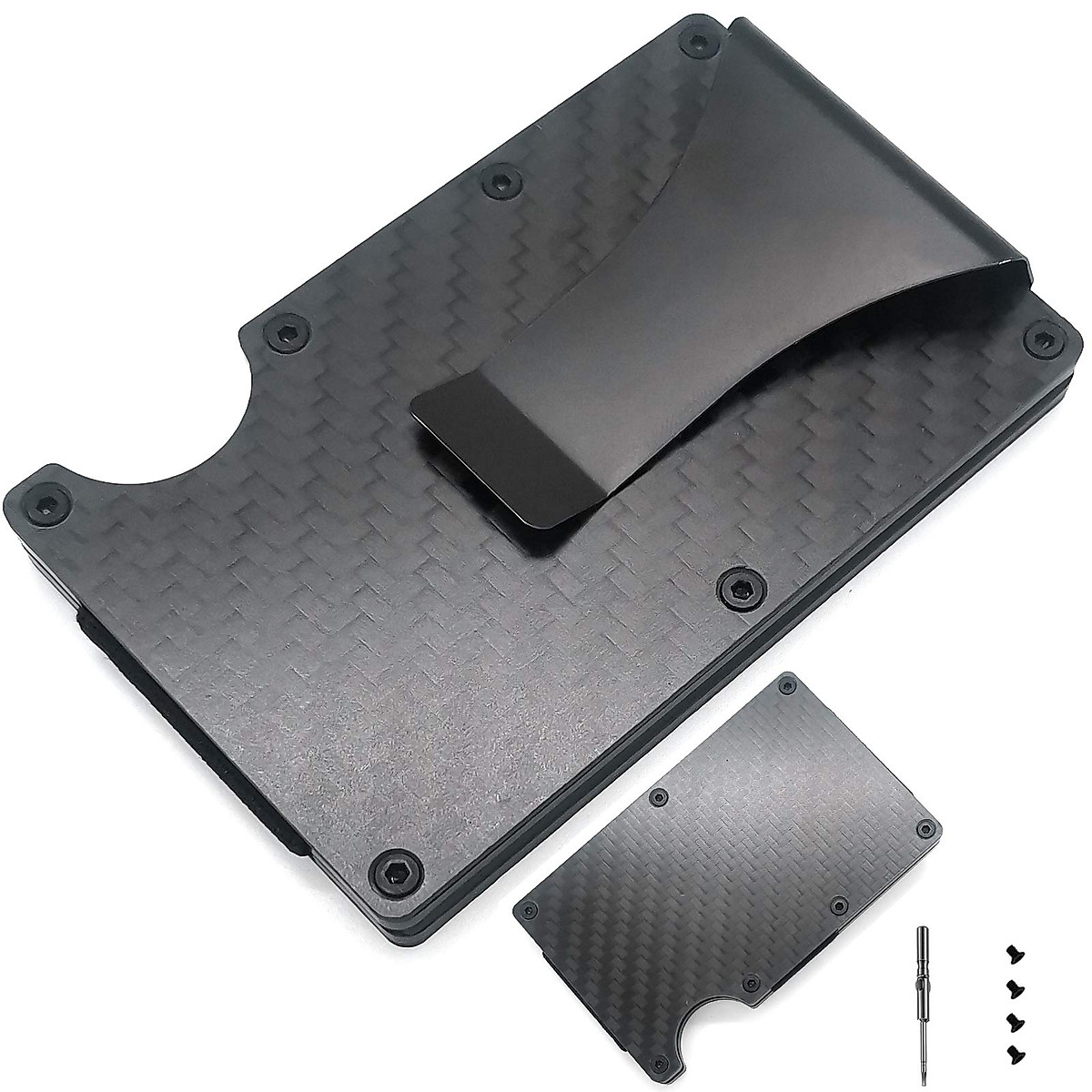 FOCUS REVISION Carbon Fiber Wallet with Money Clip - RFID Blocking - Minimalist Card Holder - Slim wallet - for Travel - for Men and Women's Gift,(black)