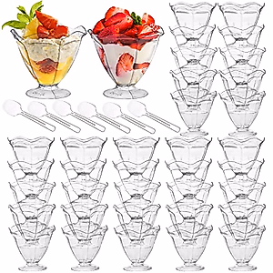 Dicunoy 50 Pack Dessert Cups with Spoons, 3.5 oz Disposable Plastic Mini Dessert Shooter Cups, Clear Parfait Appetizer Tasting Cups for Ice Cream, Mousse, Pudding, Wedding, Picnic, Party