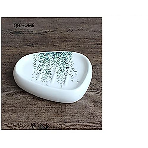 Marble Bathroom Accessories Set - 4 Piece Ceramic Bath Accessory Complete Set Luxury Bath Accessory with Soap Dispenser, Toothbrush Holder, Tumbler, Soap Dish (Green Leaf 2（4Pcs）)