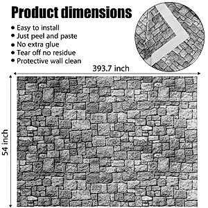 Chuangdi Brick Stone Wall Stone Wall Scene Setter Brick Sheet Wallpaper Curtains Door Removable Brick Tablecloth Photo for Halloween Mardi Gras Party Home Decoration(4.5 x 33 Ft, 6 Sheet)