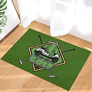 Golf Club Cart Entrance Floor Mat Personalized Doormat Car Green Field Welcome Door Mat Low Profile Non Slip Entry Rugs for Bathroom Kitchen Home Front Decor 16x24inch
