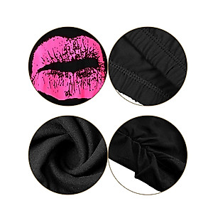 Blulu 80s Women Costume Set, T Shirt, Legging Pants Earring Necklace Gloves Bracelet（3X-Large,ShortSleeveSprayPrinting）