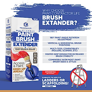 Multi-Angle Paint Brush Extender - Paint Edger Tool for High Ceilings, Walls, Trim and Corner Painting Tool, Paint Roller Extension Pole Attachments for Cutting in Clean, Paint Pole Extension Device
