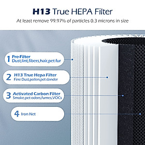 Air Purifiers for Bedroom Home, H13 True HEPA Air Filter, 20db Quiet Air Purifier for Dust Smoke Pollen Dander Pet Odor, Small Air Cleaner for Office Living Room, Ozone Free, 215 ft² Coverage