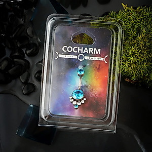 COCHARM G23 Titanium Belly Button Rings for Women Hypoallergenic Titanium Navel Rings 14g Internally Threaded White Opal Belly Ring