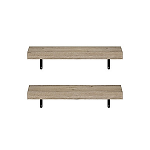 Furinno Tanna 22-Inch Wall Mounted Floating Display Shelves, Natural, Set of 2