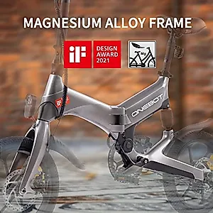 ONEBOT Electric Bike S7 Aviation Ultra-Light Magnesium Folding Electric Bicycle with Pedals 16" Wheels Ebike with Rear Shock Absorber