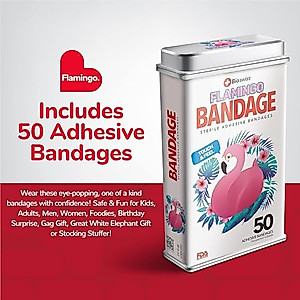 BioSwiss Bandages, Flamingo Shaped Self Adhesive Bandage, Latex Free Sterile Wound Care, 50 Count