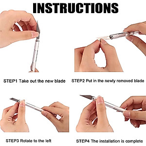 Utoolmart Silver Precision Craft Knife Hobby Knife Set for DIY Art Work Cutting 1 Handles and 5 Blades