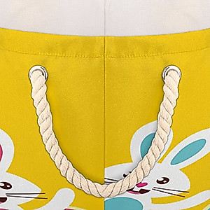 Easter Bunny Rabbit Eggs (13) Large Round Baskets for Storage Laundry Baskets with Handles Blanket Storage Basket for Bathroom Shelves Bins for Organizing Nursery Hamper Girl Boy