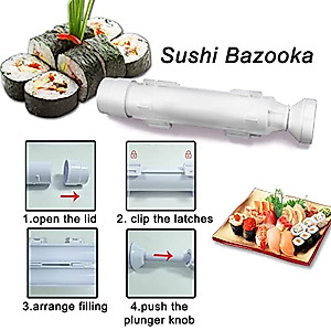 TIMDAM Sushi Making Kit for Beginners, All in One Sushi Maker Set with Sushi Mats Bamboo Roller, Sushi Bazooka, Chopsticks, Paddle, Spreader, Sushi Knife, Chopsticks Holder, Sushi Kit for Home