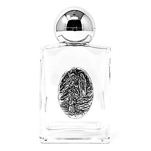 Lourdes water - large square bottle with silver plaque Plus a Lourdes Prayer Card