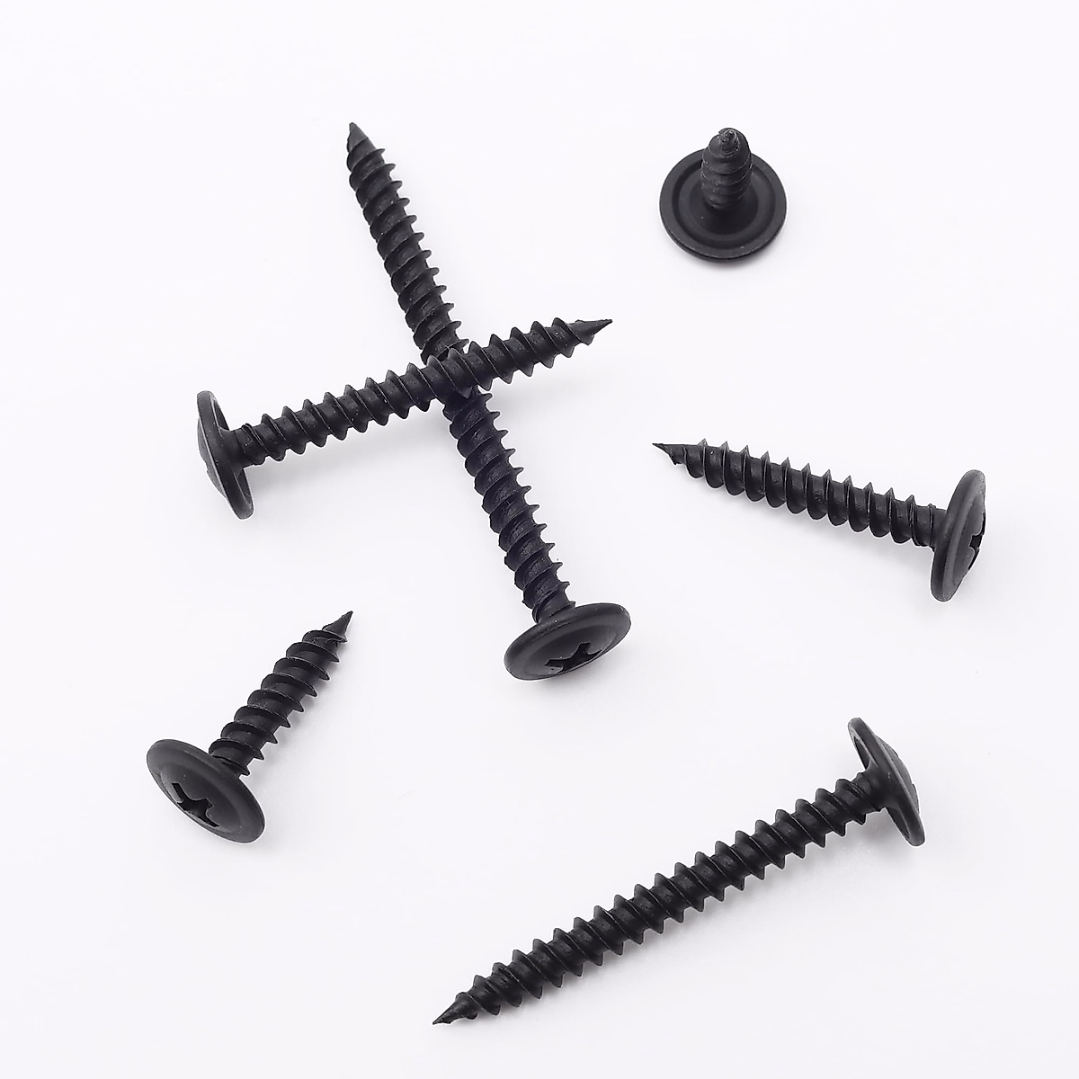 JEGONFRI #8 Modified Truss Head Black Wood Screws Assortment Kit, 132 pcs, Phillips Drive, Wood Screws, Screws, Screws Assortment, Screws Set, 6 Sizes (1/2”, 3/4”, 1”, 1-1/4”, 1-1/2”, 2”) (Black)