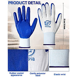 Honeydak 36 Pairs Gardening Gloves for Men Women Breathable Rubber Coated Garden Gloves Men Safety Work Gloves (Blue, Black)