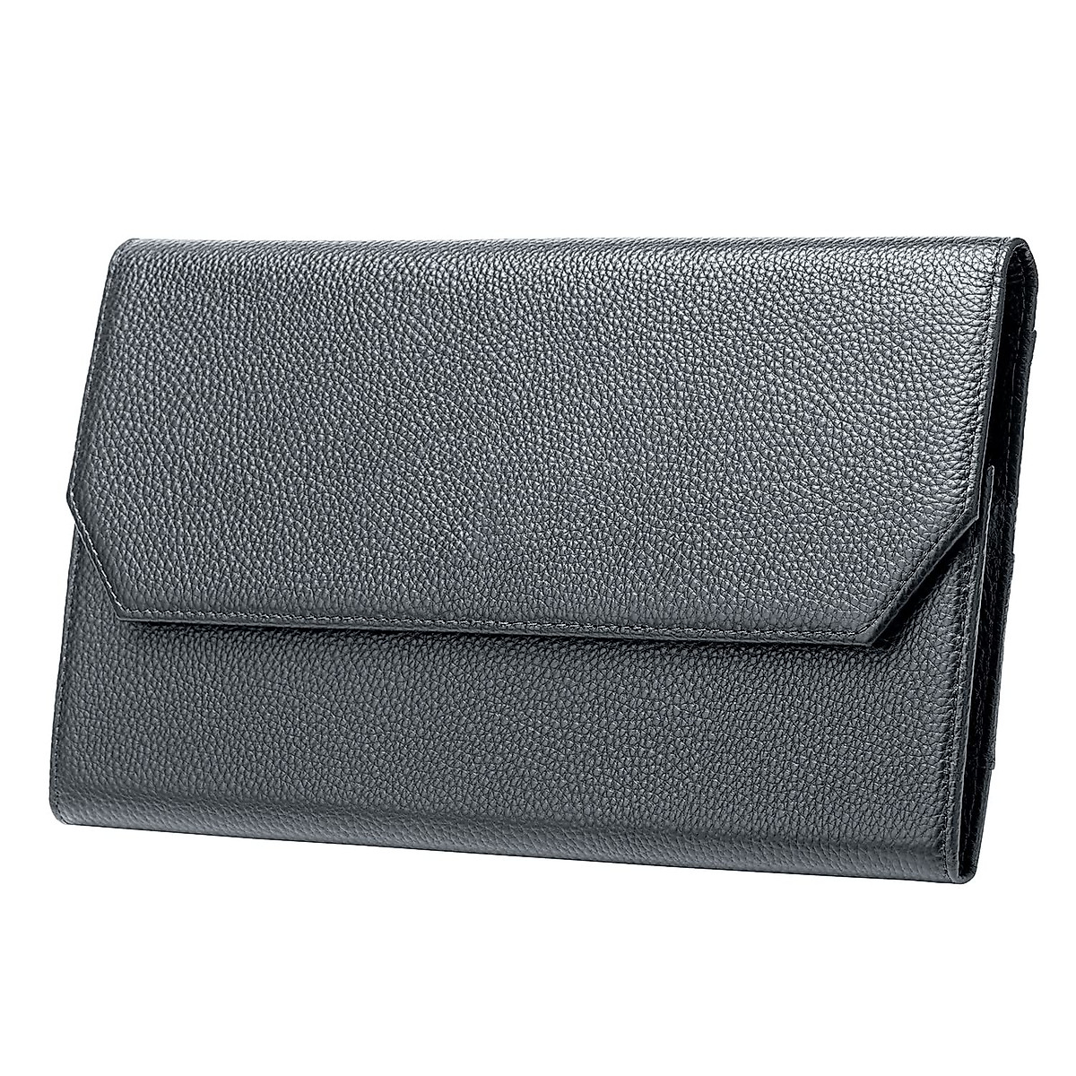 Lanxivi 12 Black Genuine Leather Fountain Pen Case Organizer Bag Portfolio, Protective Sleeve Cover Pen Holder with Divider Slot for Rollerball Pen, Pencil Collection