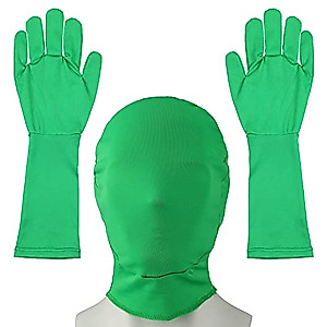 Chromakey Green Screen Gloves Hood Chroma Key Green Glove Hood Invisible Effects Background Chroma Keying Green Gloves and Hood for Green Screen Photography Photo Video Film Make