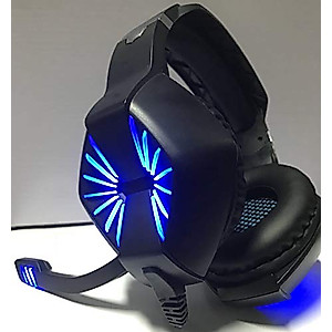 Gaming Headset PS4 - Stereo Surround Sound Gaming Headset with Noise Cancelling Mic & in-Line Control, Over-Ear Gaming Headphones with LED Light,