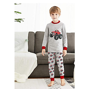 Little Boys Gray Pajamas Sleepwear Red Race Car Toddler Pyjamas Pant Sets for 6t Kids