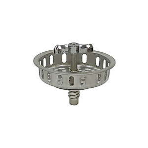 Twist Lock Basket Strainer Replacement (Premium 304 Stainless Steel Construction) for 3-1/2" Spin and Seal Drains W/Threaded Stopper Function-VARNAHOME